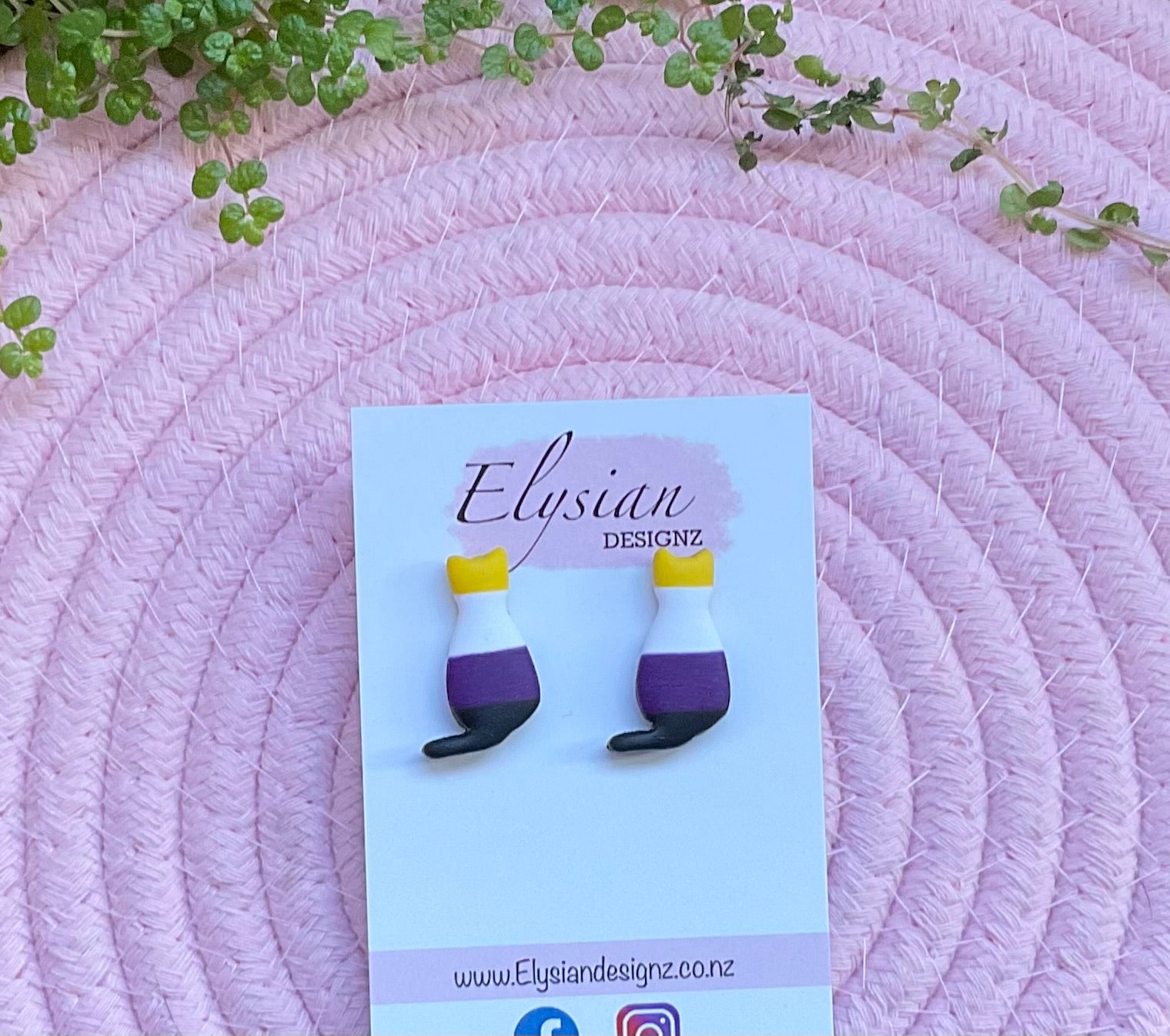 Non-binary Kitties - NZ Polymer Clay Earrings – Elysiandesignz