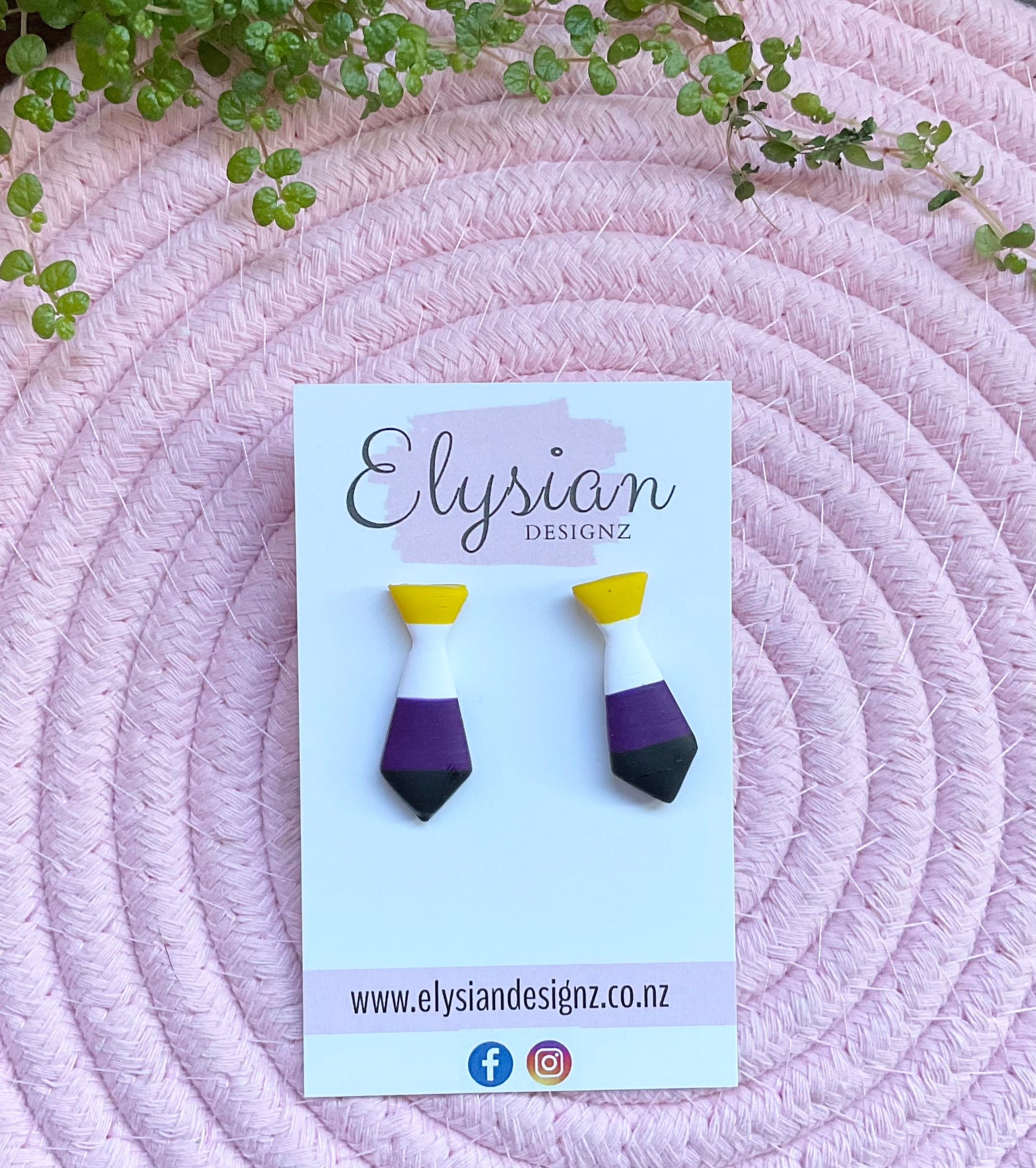 Non-Binary Ties - NZ Polymer Clay Earrings – Elysiandesignz
