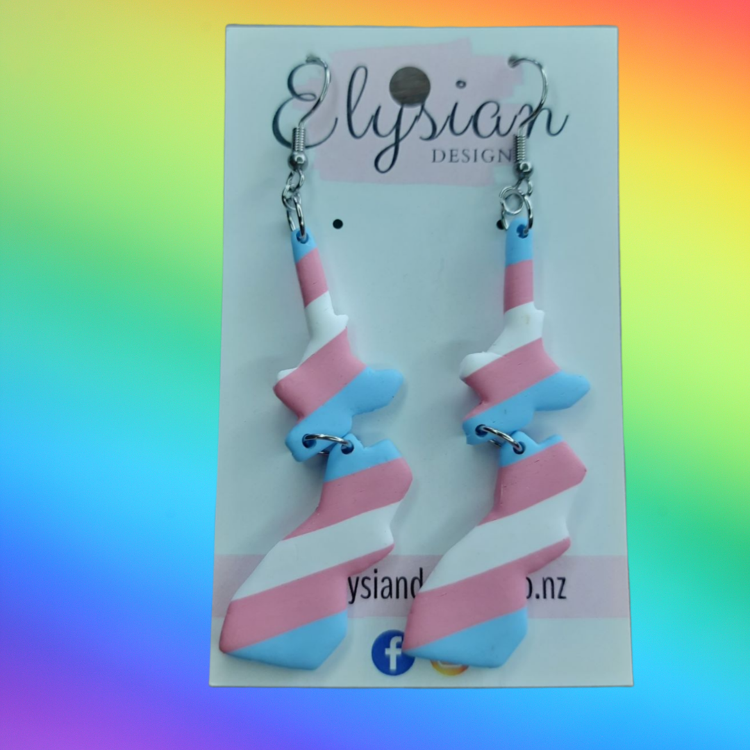 Aotearoa Trans Earrings - NZ Polymer Clay Earrings – Elysiandesignz