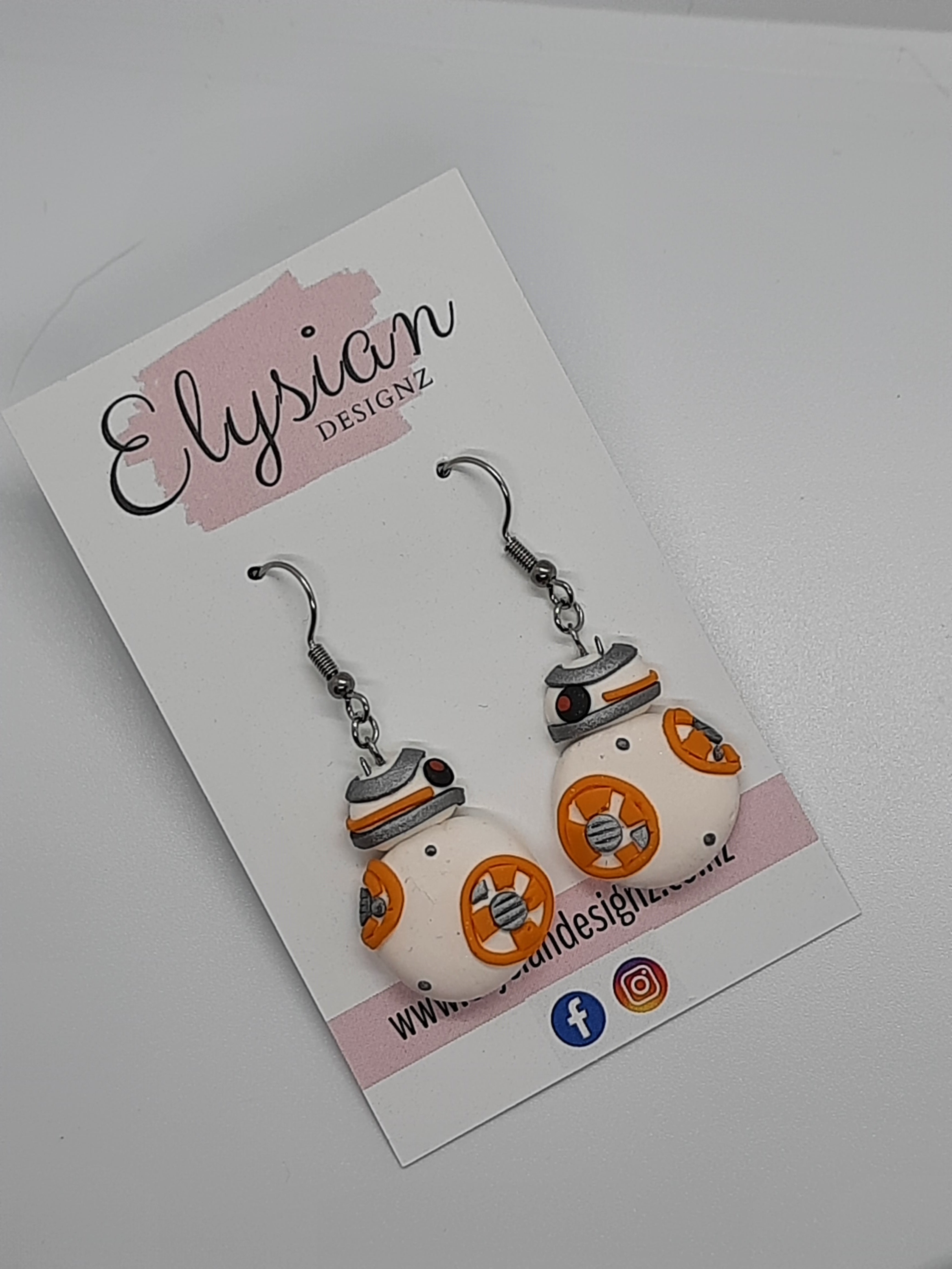 BB8-Inspired Earrings | Polymer Clay Jewellery NZ | ElysianDesignz ...