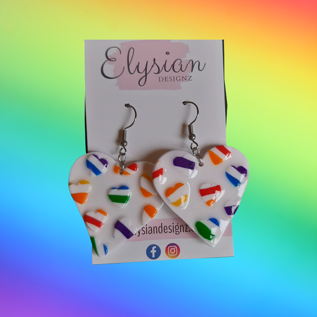 Rainbow Hearts - NZ Polymer Clay Earrings – Elysiandesignz